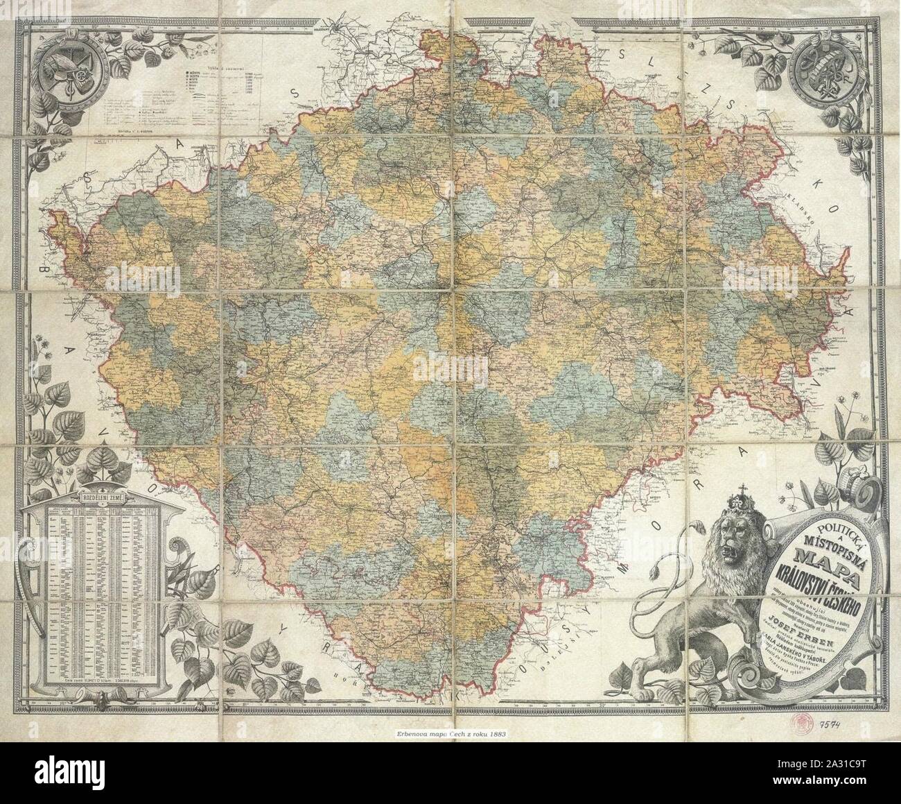 Erbenova mapa Čech (1883 Stock Photo - Alamy