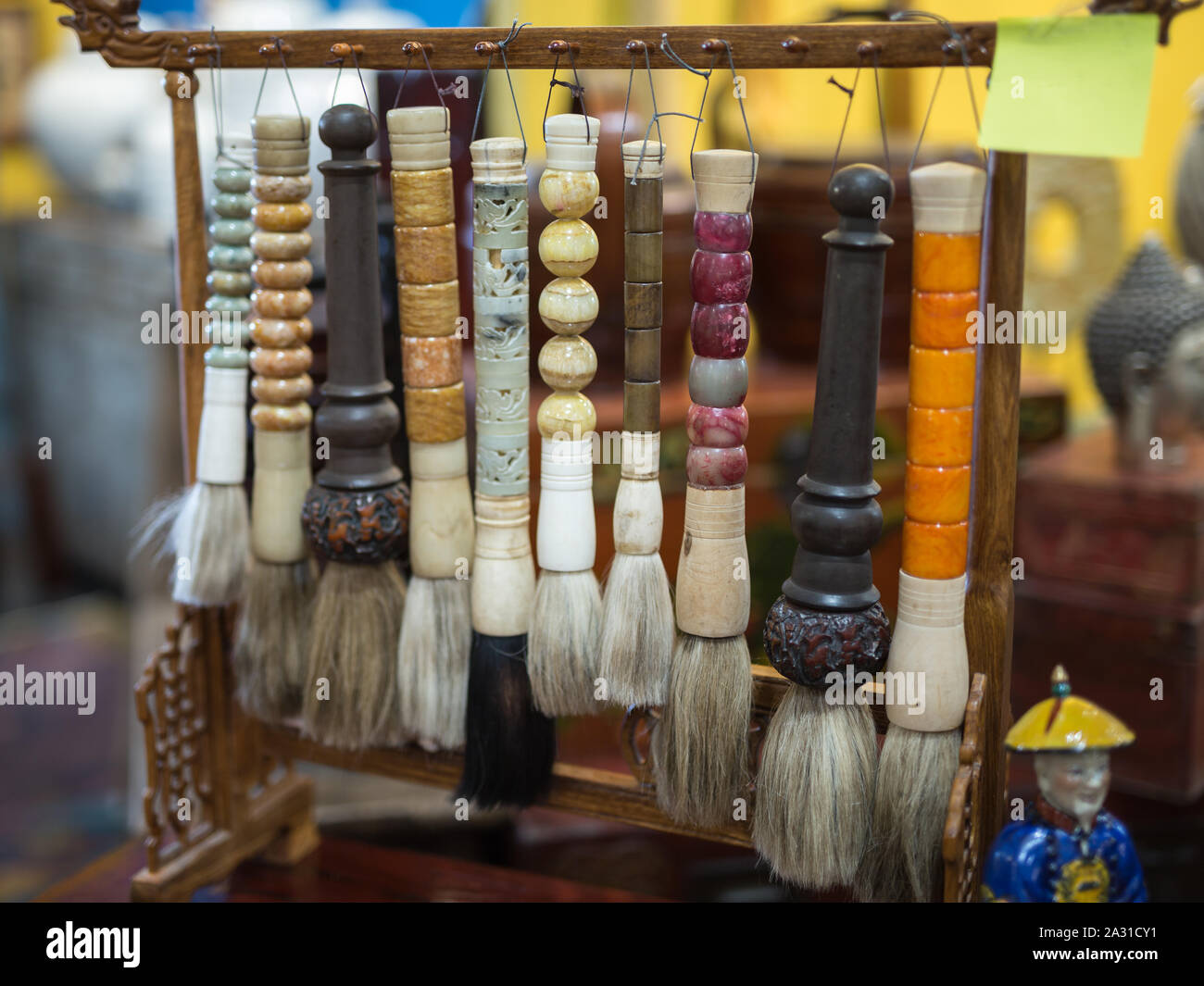 Antique and Colorful Japanese Handmade Brushes for ideograms Stock ...