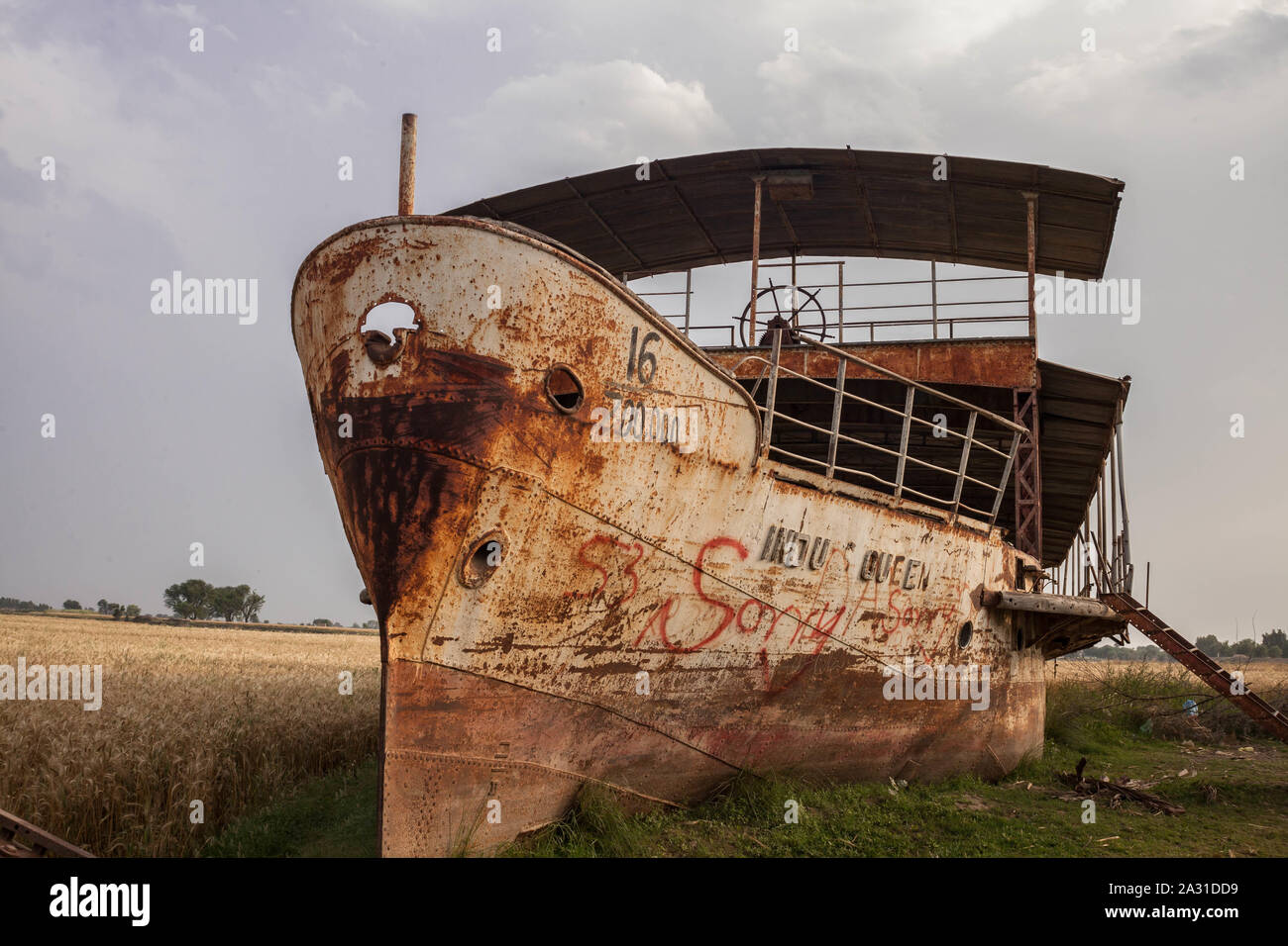 The over a century old historic ship Indus Queen, docked on the bank of ...