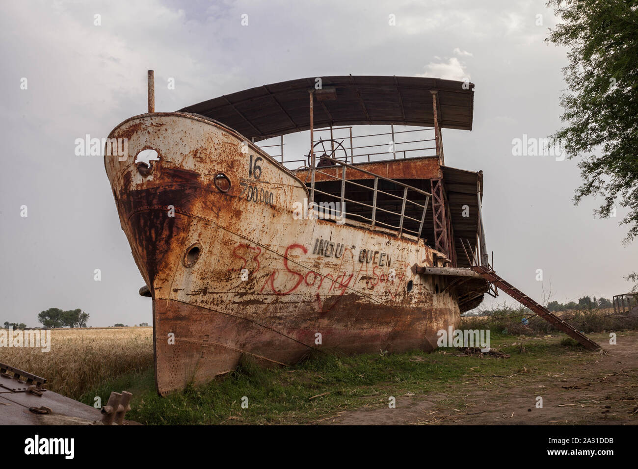 The over a century old historic ship Indus Queen, docked on the bank of ...