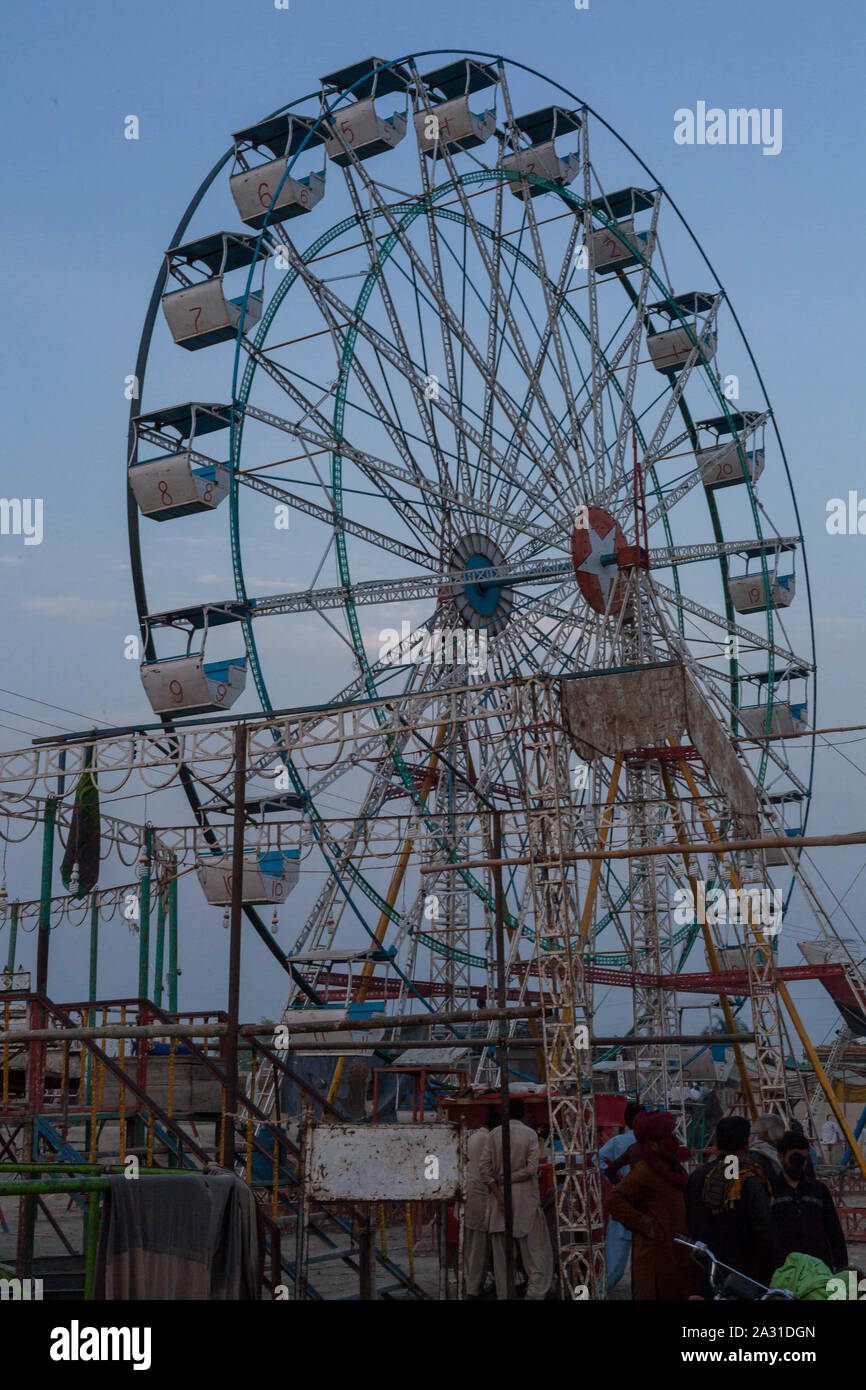 Ferris Wheel Ride during annual Mela at Kot Mithan Rajan Pur, Pakistan ...