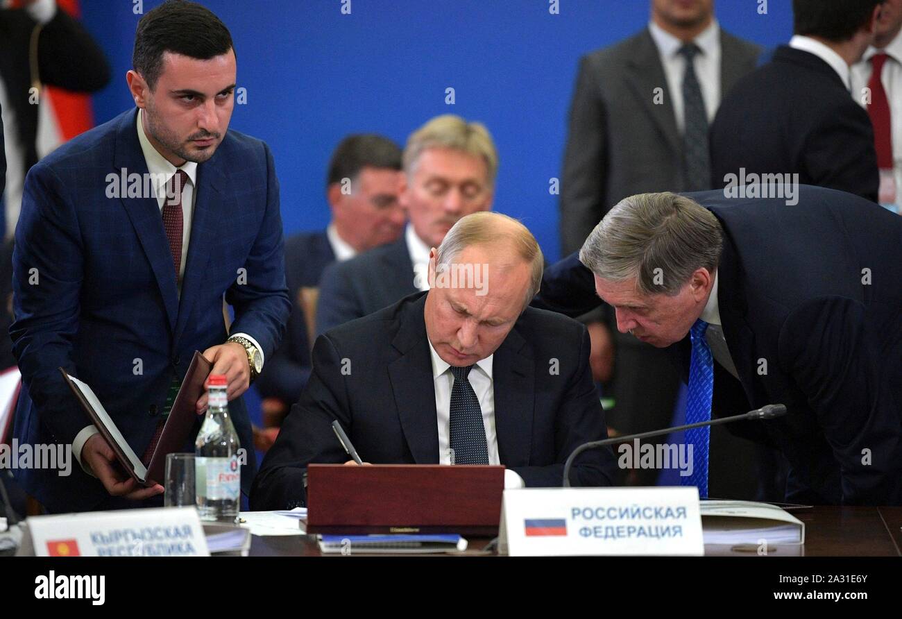 Russian President Vladimir Putin, center, during the Supreme Eurasian ...