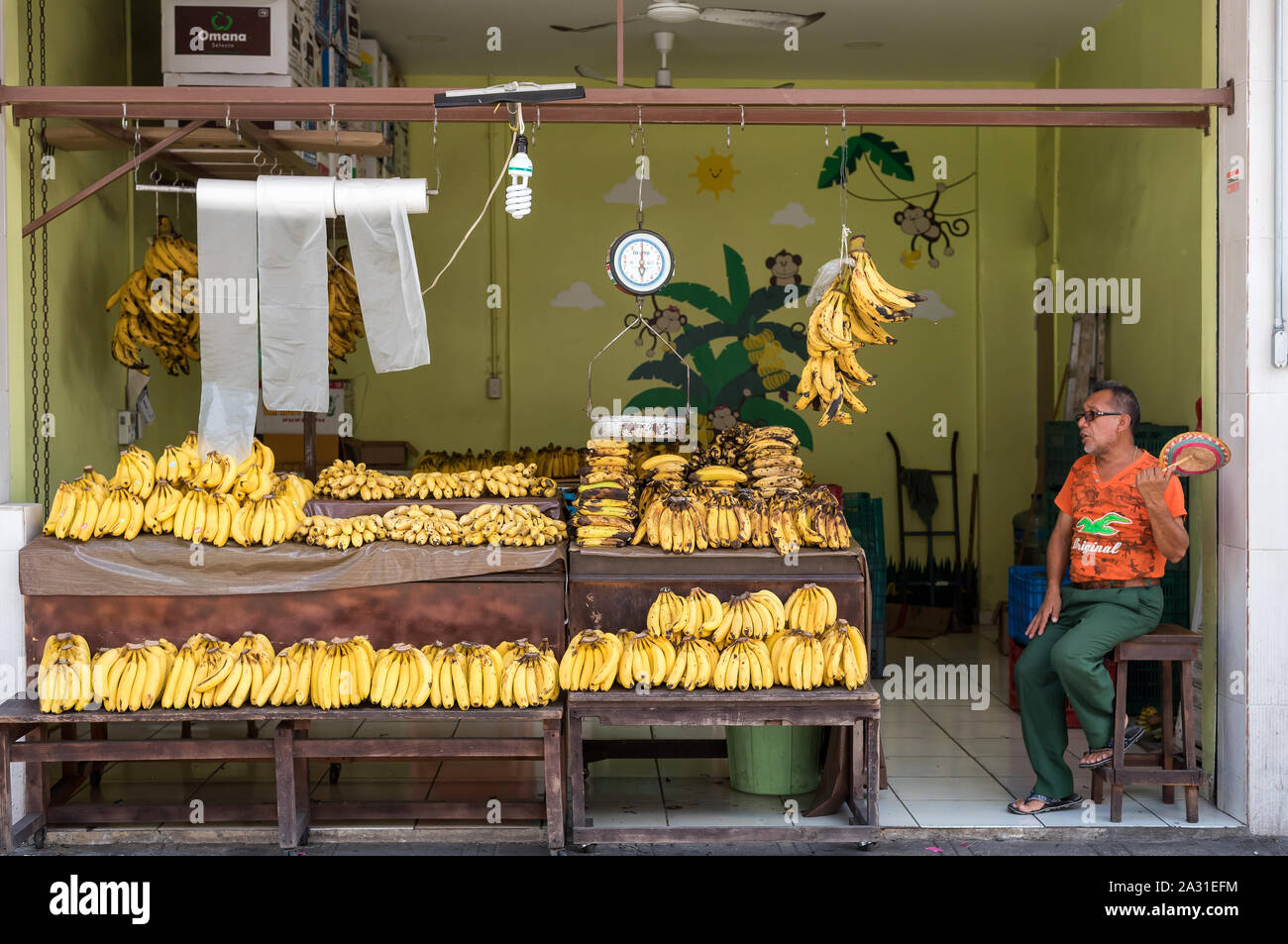 August 2, 2019: Colorful banana store in the town of Merida, Yucatan ...