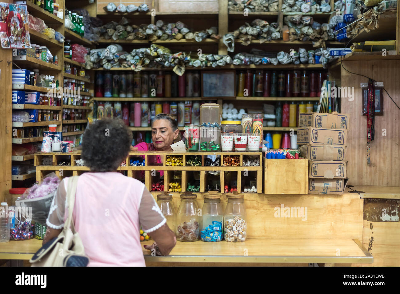 August 2, 2019: Small threads store in the town of Merida, Yucatan ...