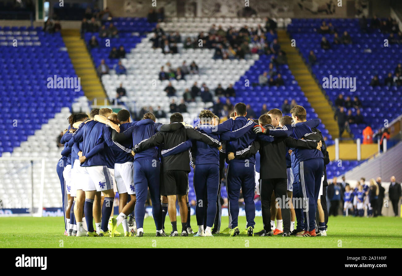 Birmingham City team huddle before the Sky Bet Championship match at St ...