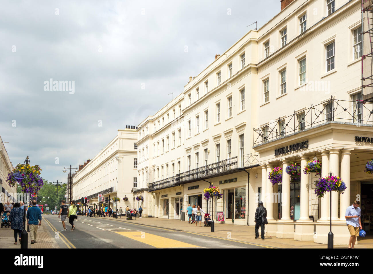 Street scene from the Warwickshire town of Royal Leamington Spa England ...