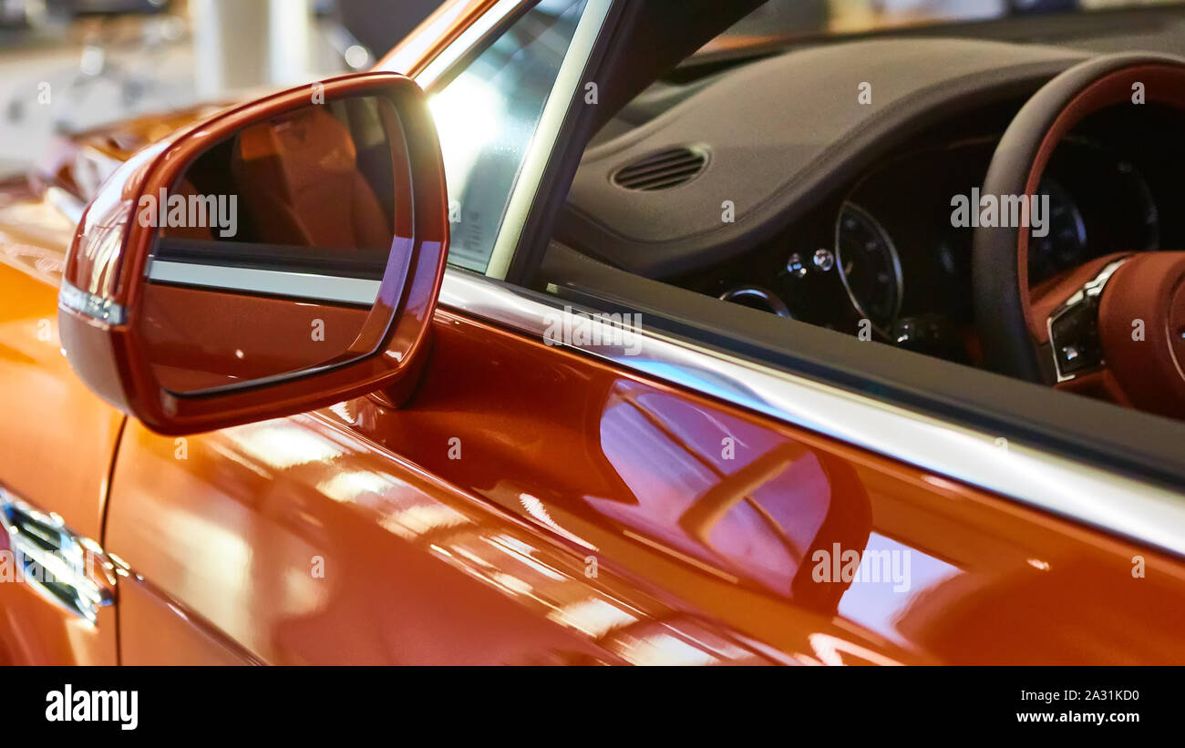 Side rear-view mirror on a modern car Stock Photo - Alamy