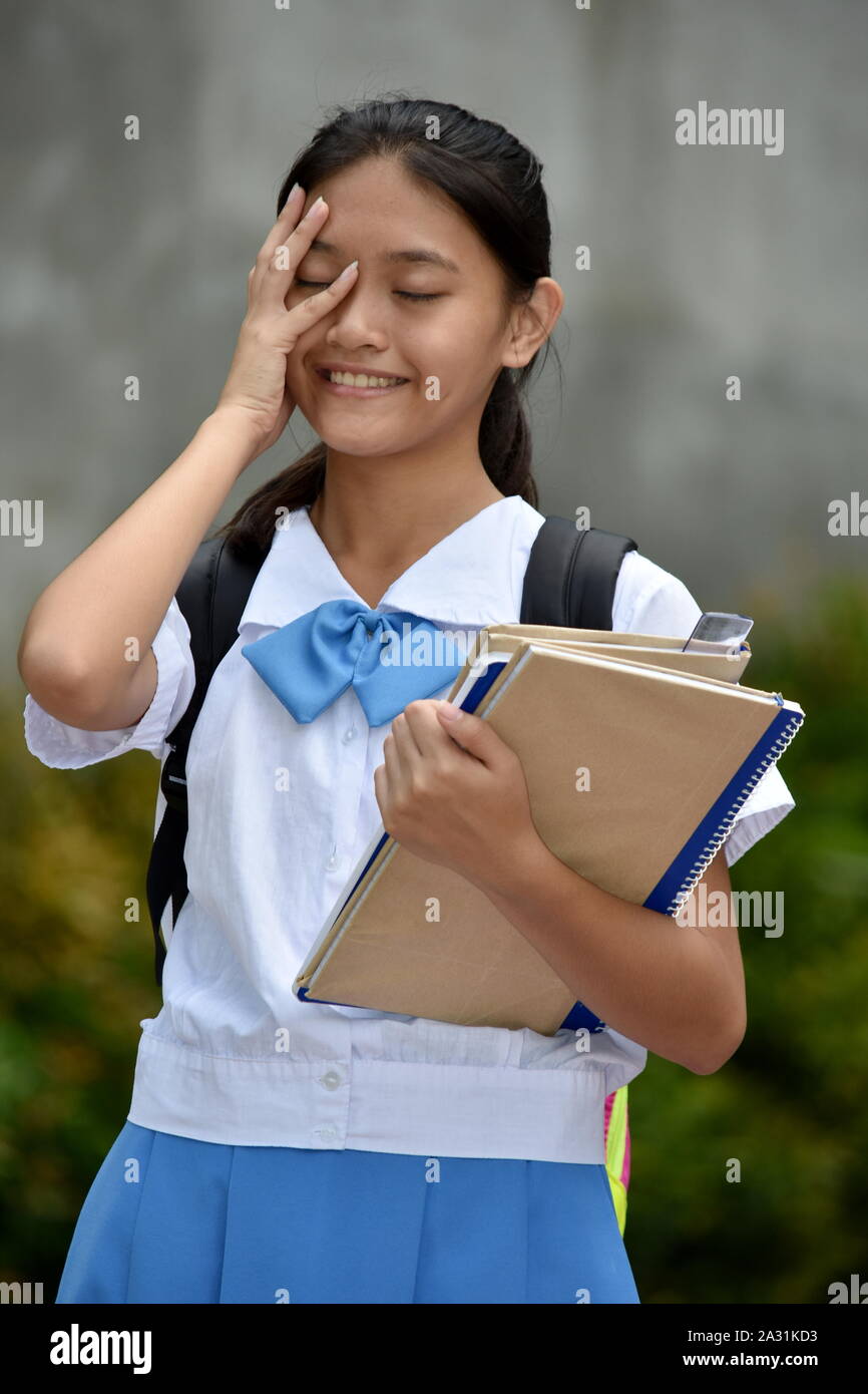 Youthful Minority Student Teenager School Girl And Shyness Stock Photo ...