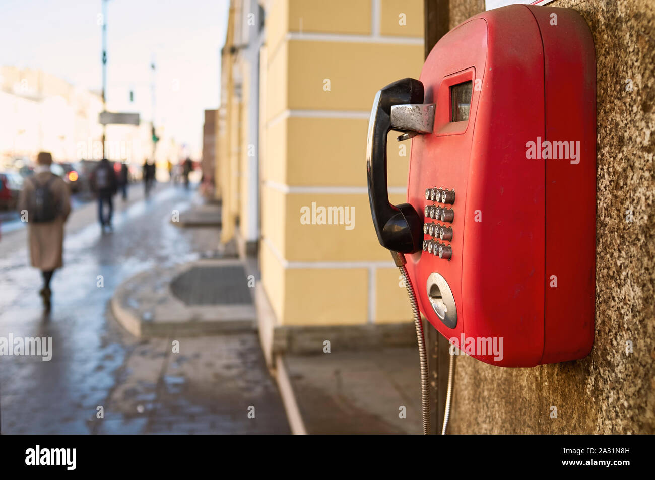 Vintage telephone hanging on the wall hi-res stock photography and ...