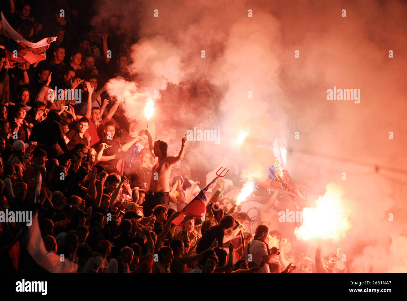 Football fans red flares High Resolution Stock Photography and Images ...