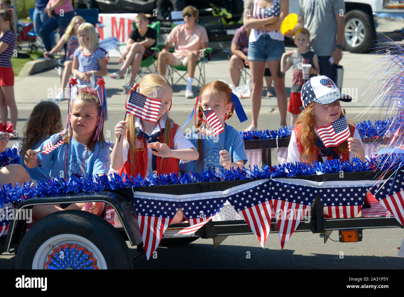 Patriotic float children american flag hi-res stock photography and ...