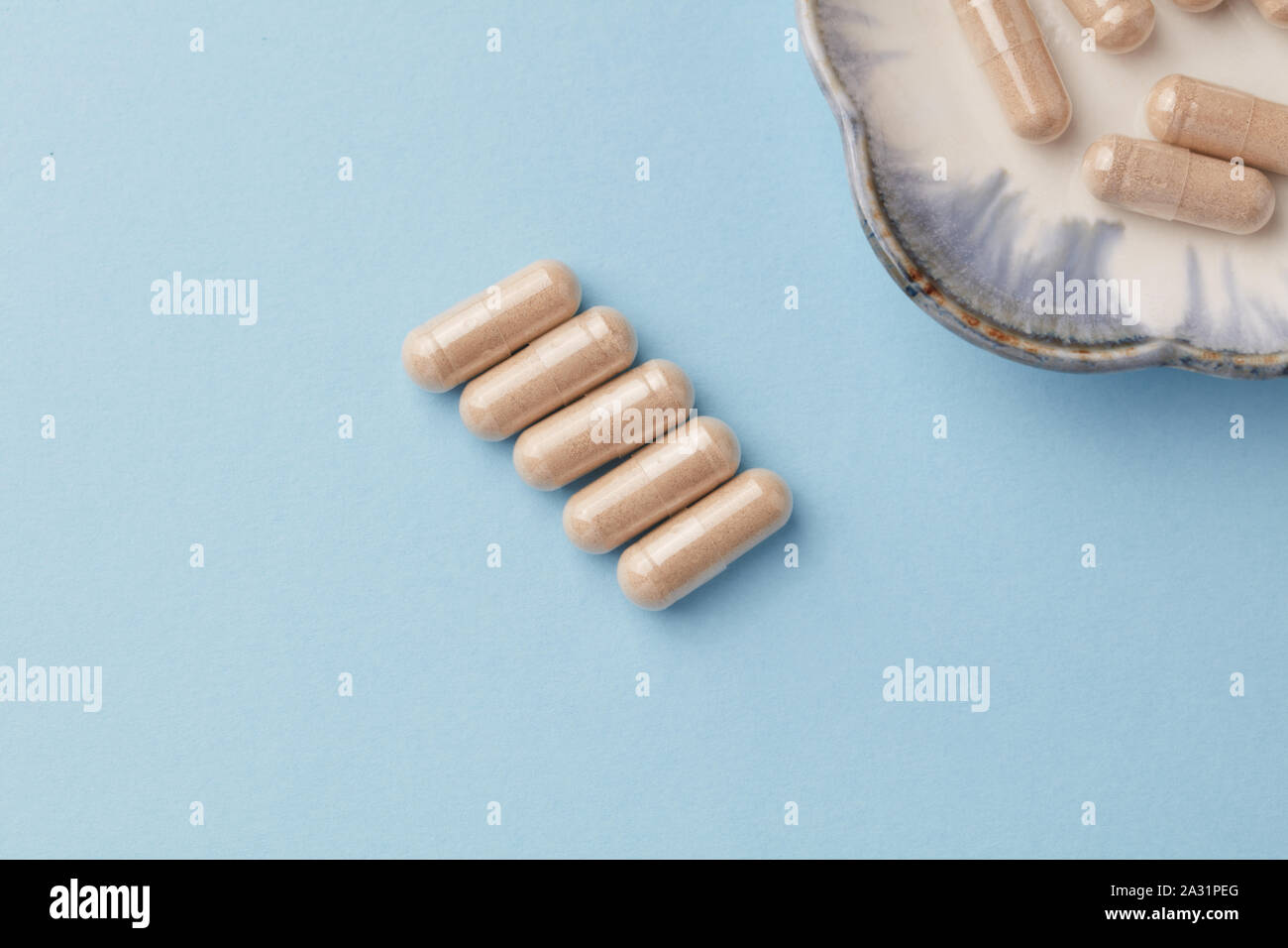 Ashwagandha (Withania somnifera) capsules. Concept for a healthy ...