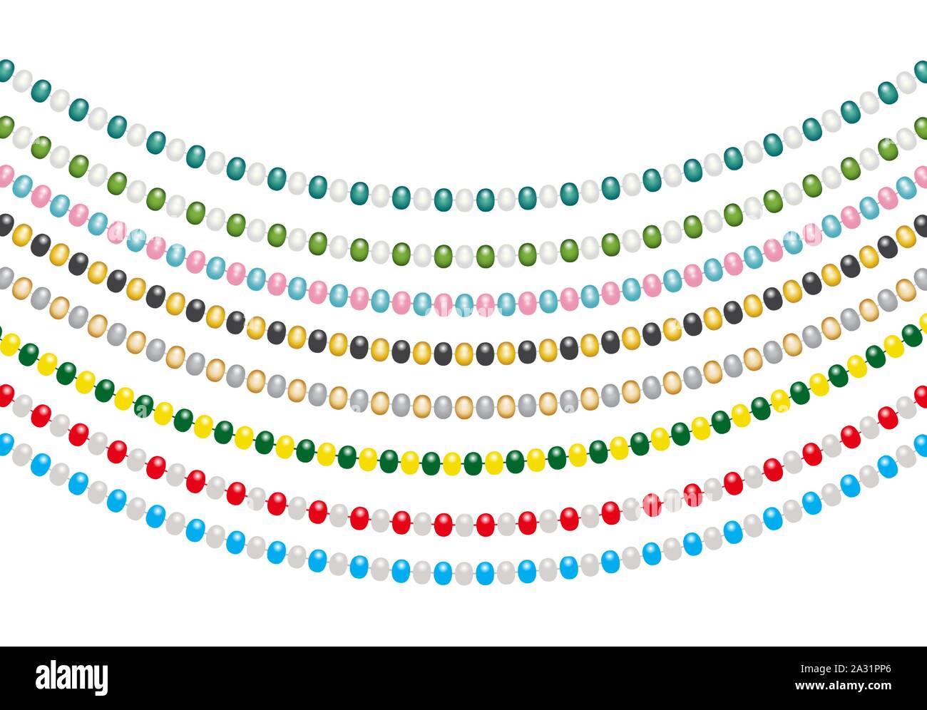 Christmas decorations, string garlands with balls , isolated on white ...