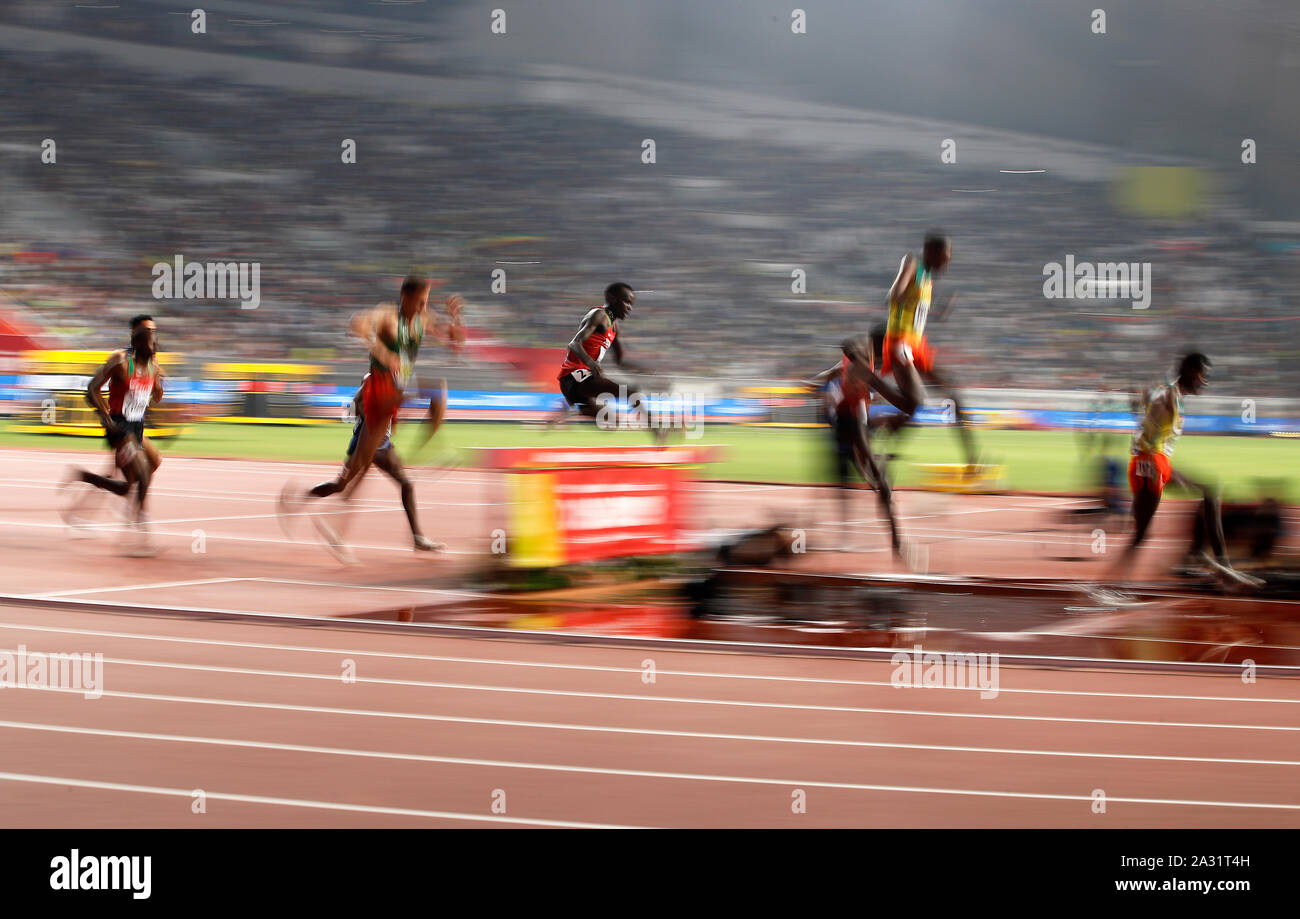 General view of the runners in the 300 Metres Steeplechase Men's Final ...