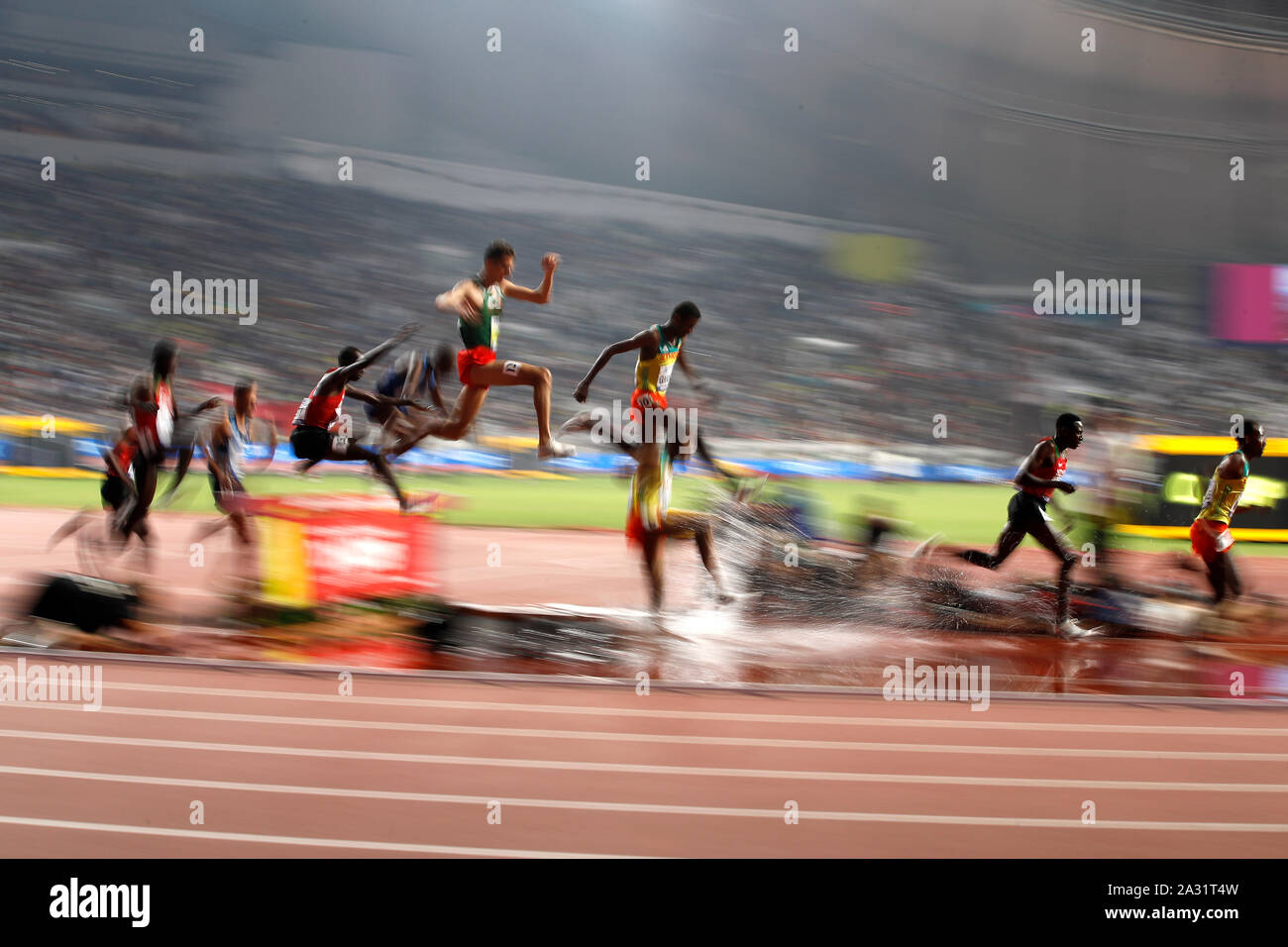General view of the runners in the 300 Metres Steeplechase Men's Final ...