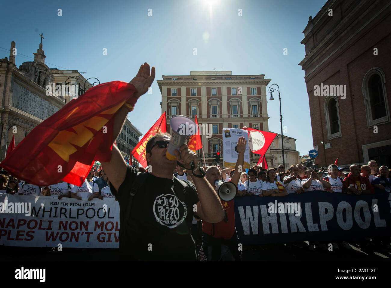 ROME, ITALY - OCTOBER 04. Workers strike and demonstrate in Rome ...