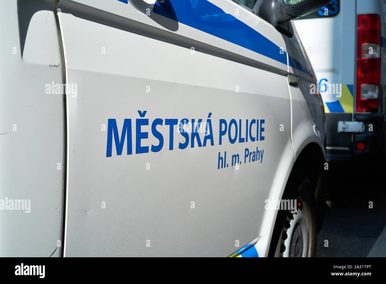 Prague police car hi-res stock photography and images - Alamy