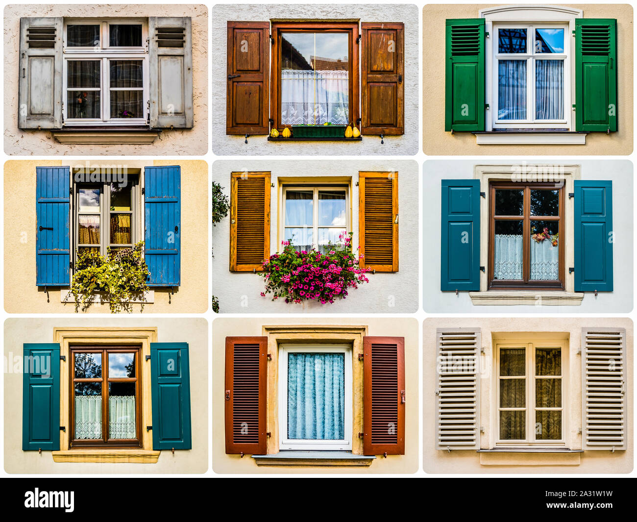 Window shutters variety Stock Photo - Alamy