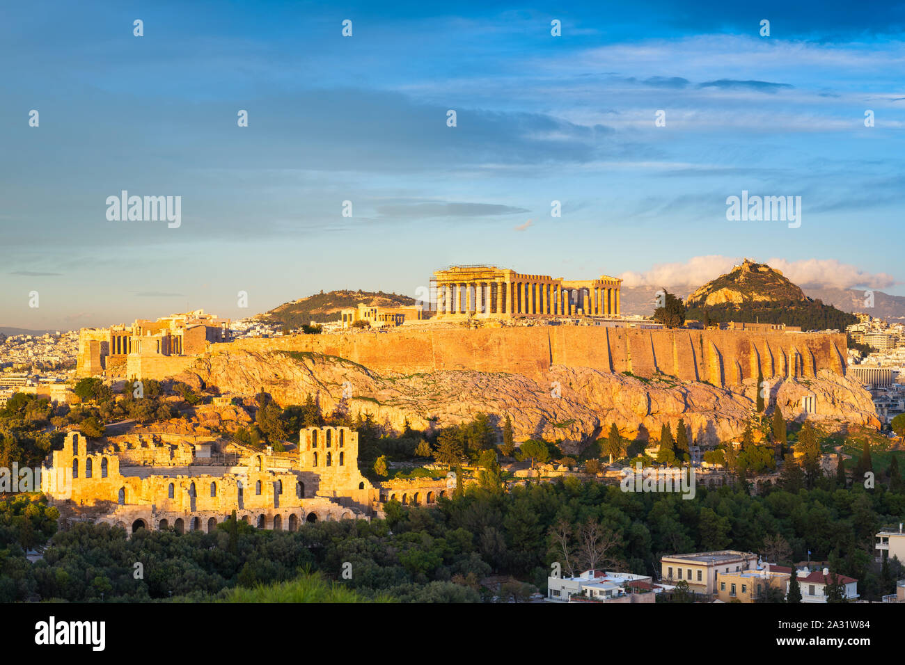The Parthenon Temple at the Acropolis of Athens, Greece, during sunset Stock Photo - Alamy