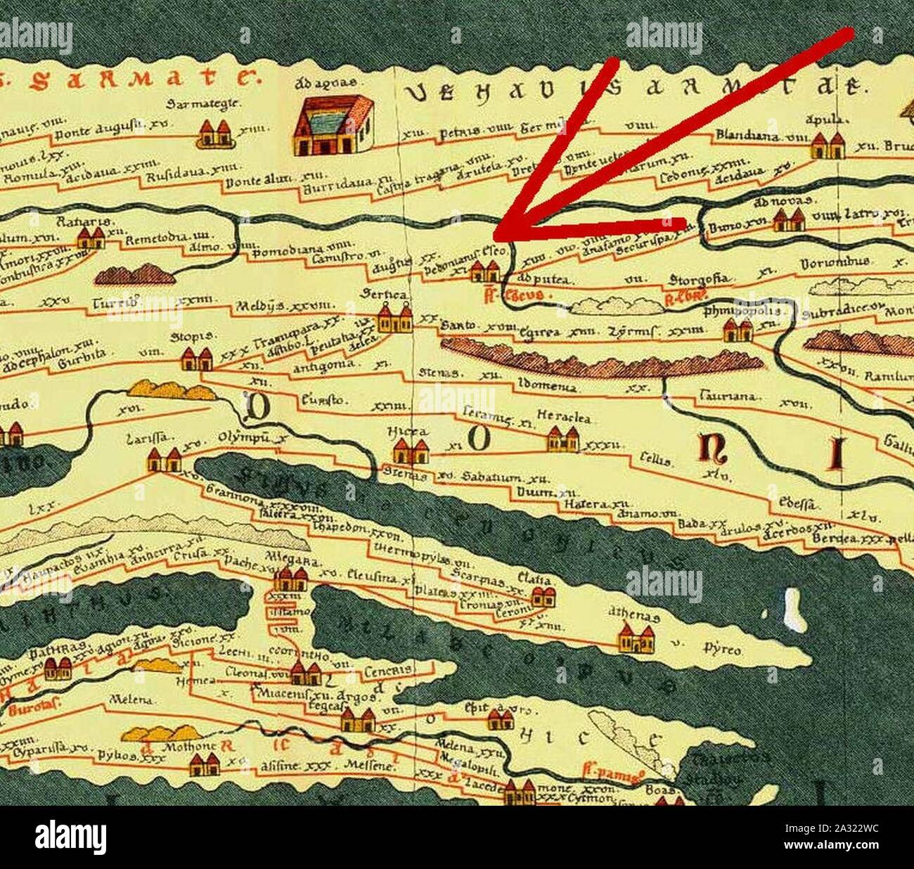 Esco Colonia Ulpia Oescus Gigen TabulaPeutingeriana Stock Photo - Alamy