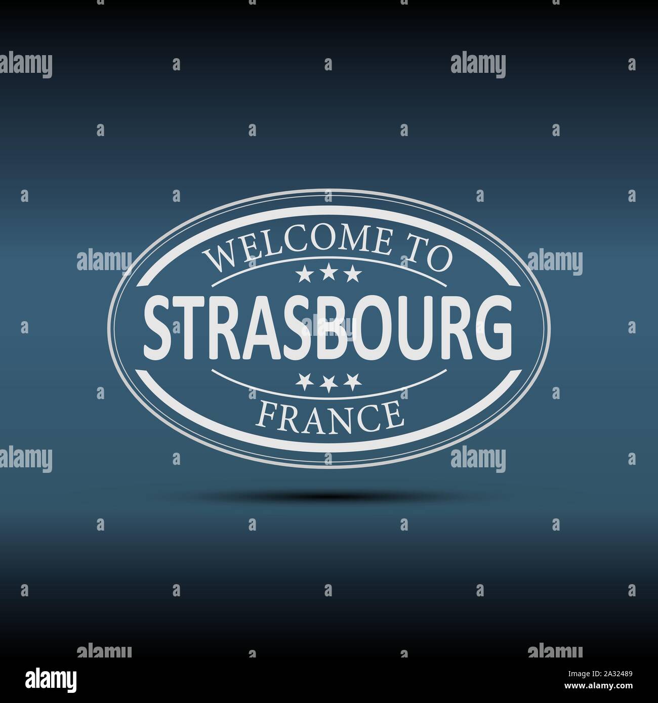 Welcome to Strasbourg France oval logo icon illustration on a white ...