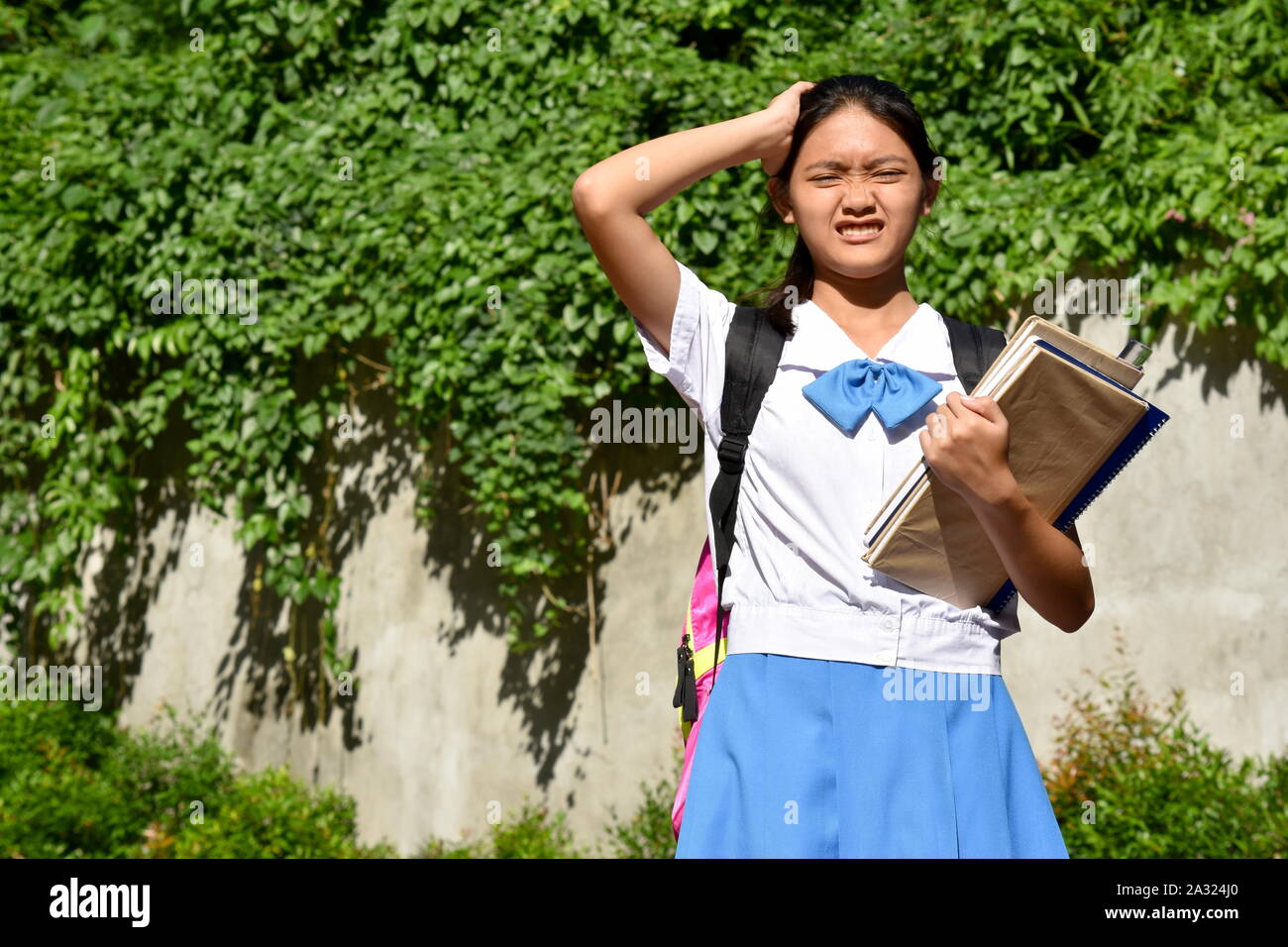 An A Confused Girl Student Stock Photo - Alamy