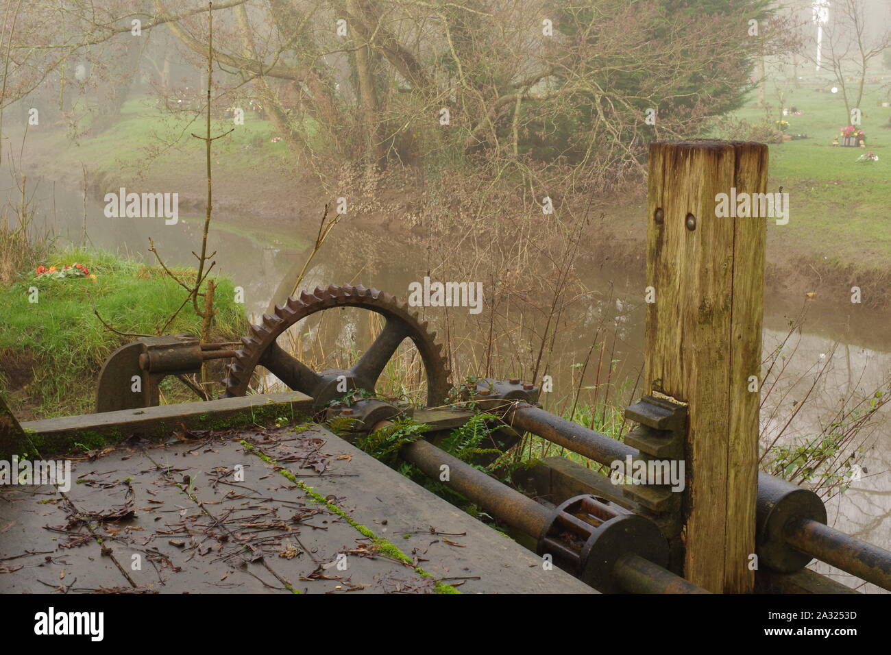 Rusty Iron Gearing of a Mill Leat Sluice Gate by the River Exe on a ...