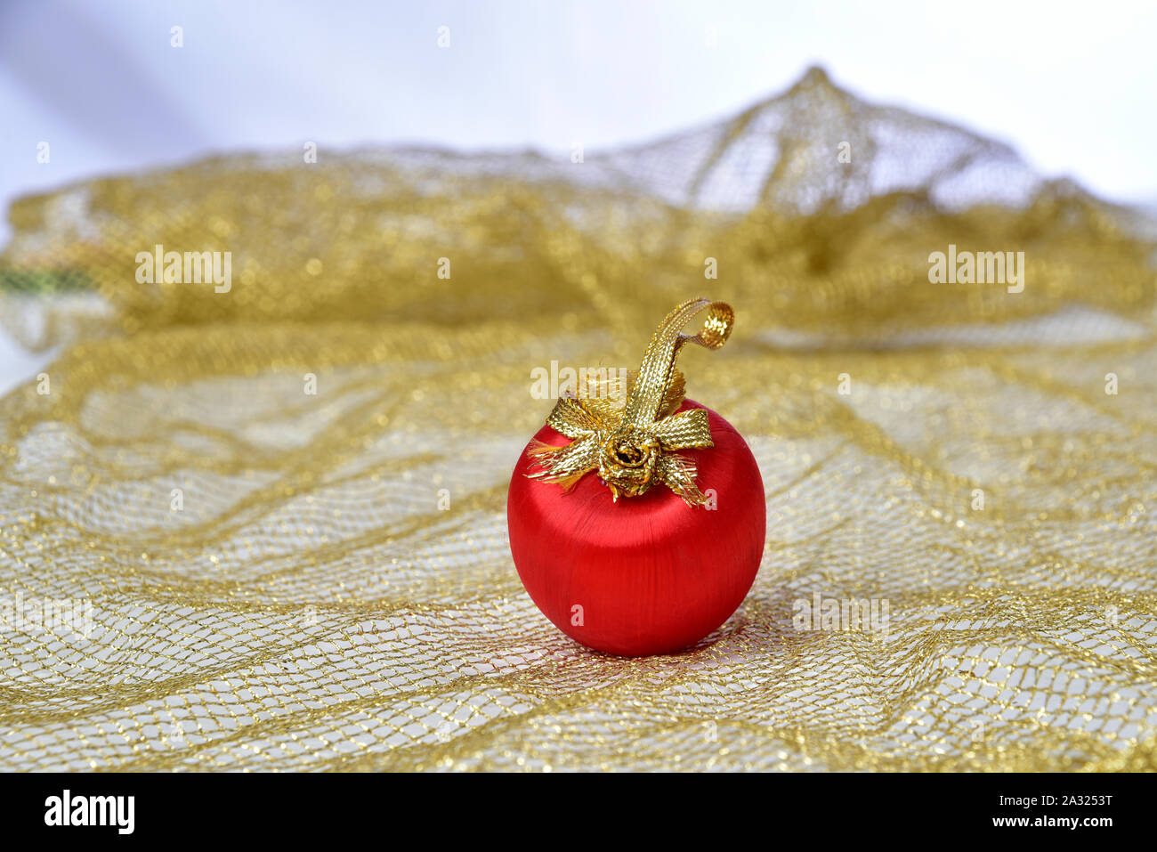 Christmas arrangement with red balls and red decorations isolated on ...