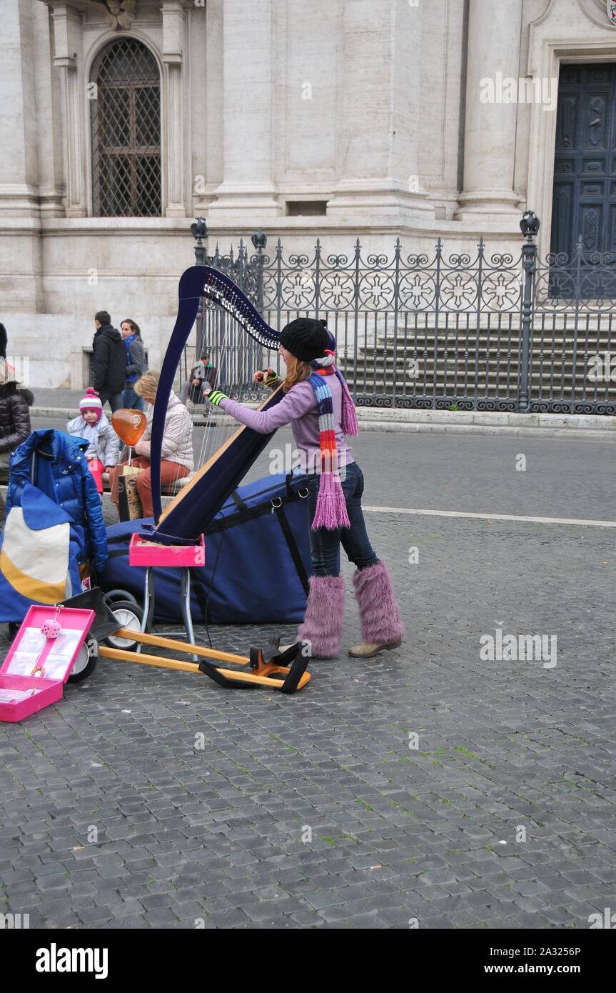 Girl player harp hi-res stock photography and images - Alamy