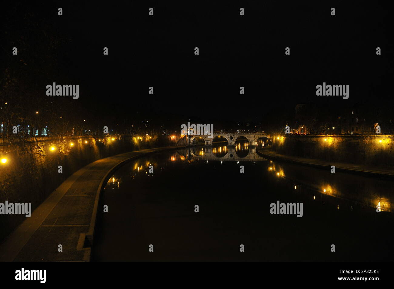 The Tiber river in Rome by night Stock Photo - Alamy