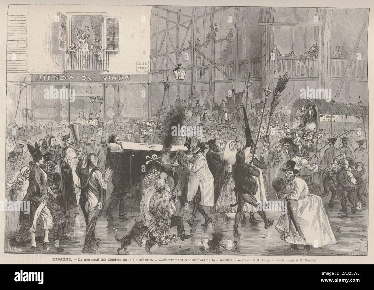 Espagne, le mercredi des Cendres de 1873 à Madrid, l'enterrement ...