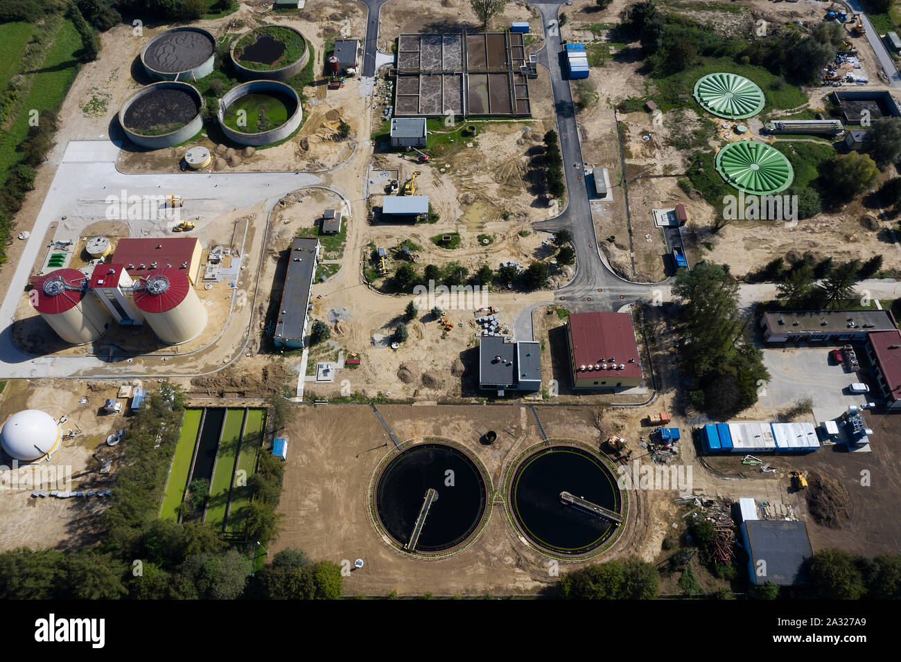 Water purification plant in construction from above Stock Photo - Alamy
