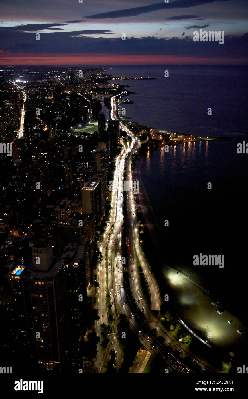 looking north along lakeshore drive and lake michigan from 360 chicago ...