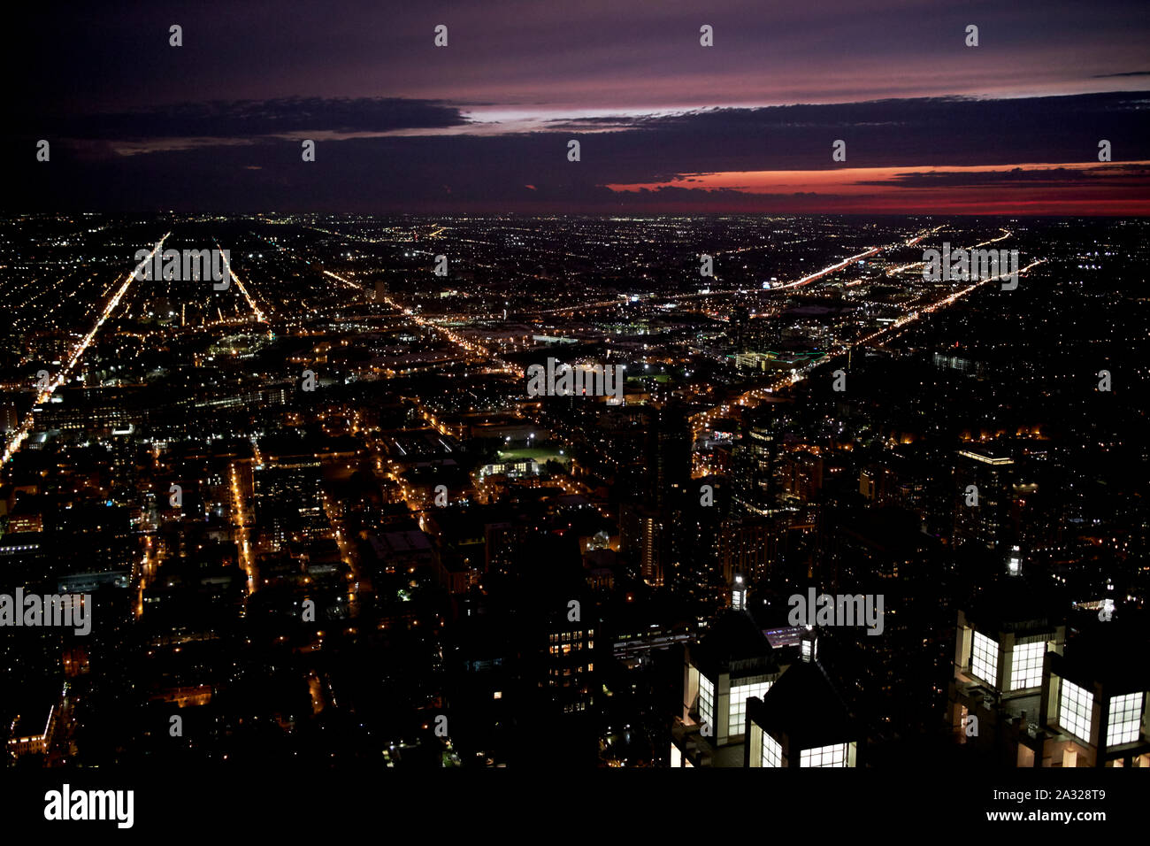 Aerial view chicago sunset hi-res stock photography and images - Alamy