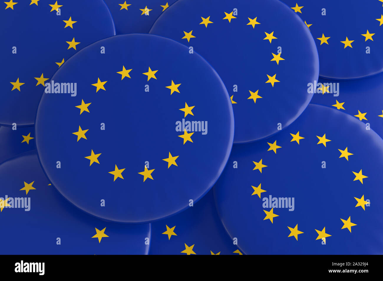 Pile of EU Badges, 3d illustration Background Stock Photo - Alamy