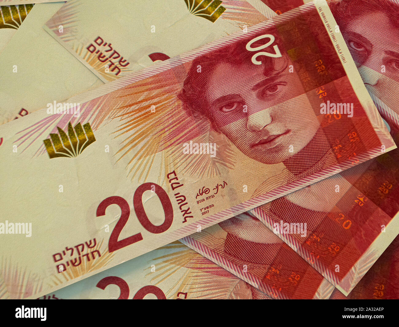 ILS. Israeli new shekels. Money of Israel..Business background. Closeup ...