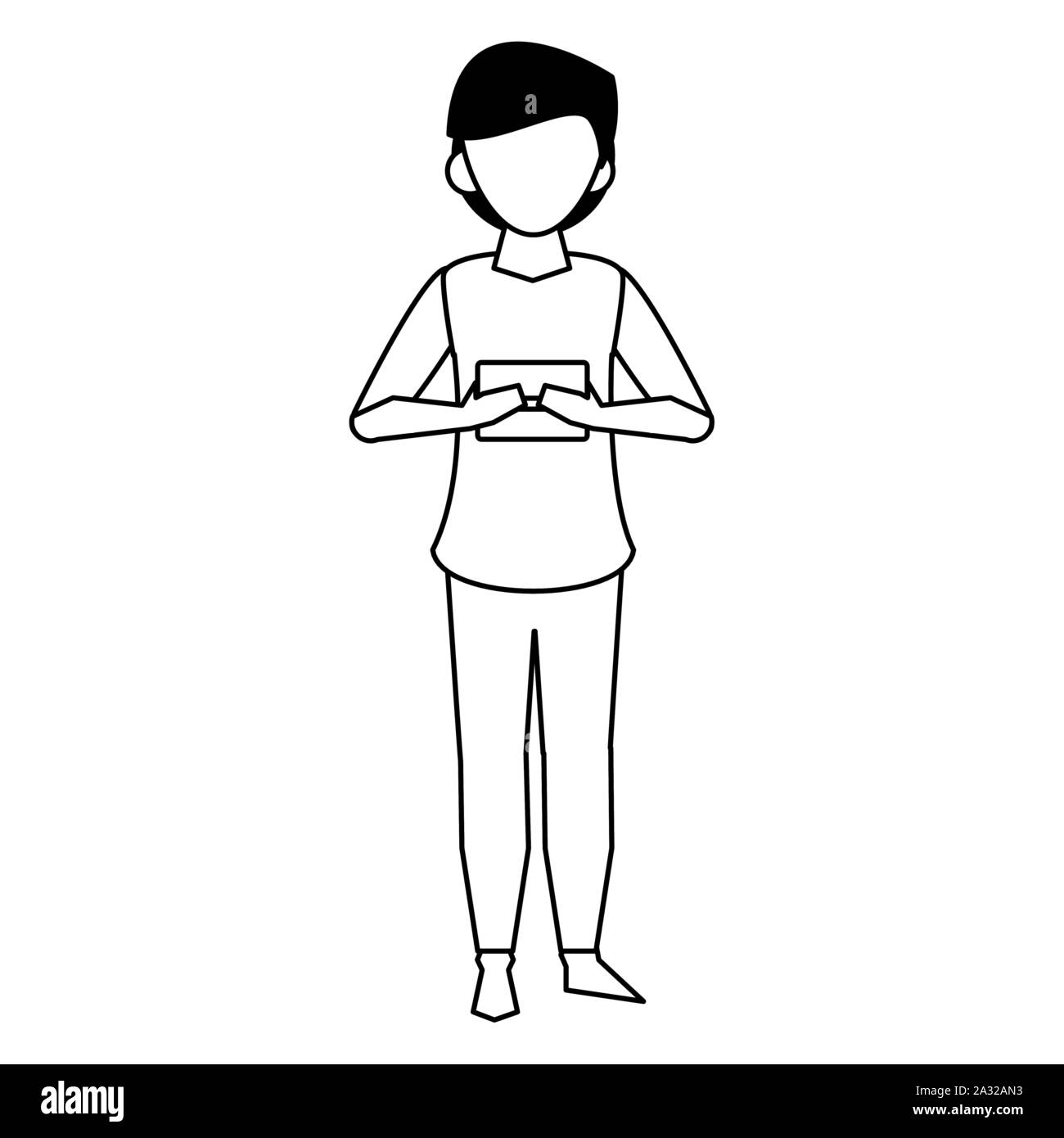 Man boy avatar smartphone Cut Out Stock Images & Pictures - Alamy
