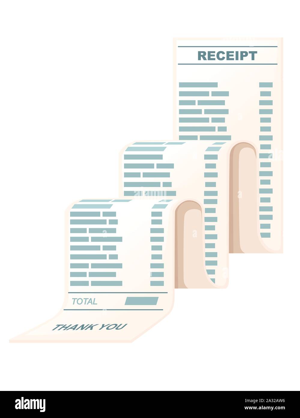 Long receipt bill icon flat vector illustration isolated on white ...