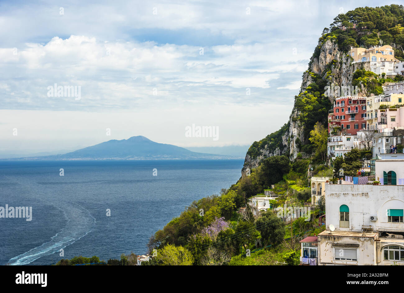 Active Volcano of Mt Vesuvius as Seen from Isle of Capri Stock Photo ...