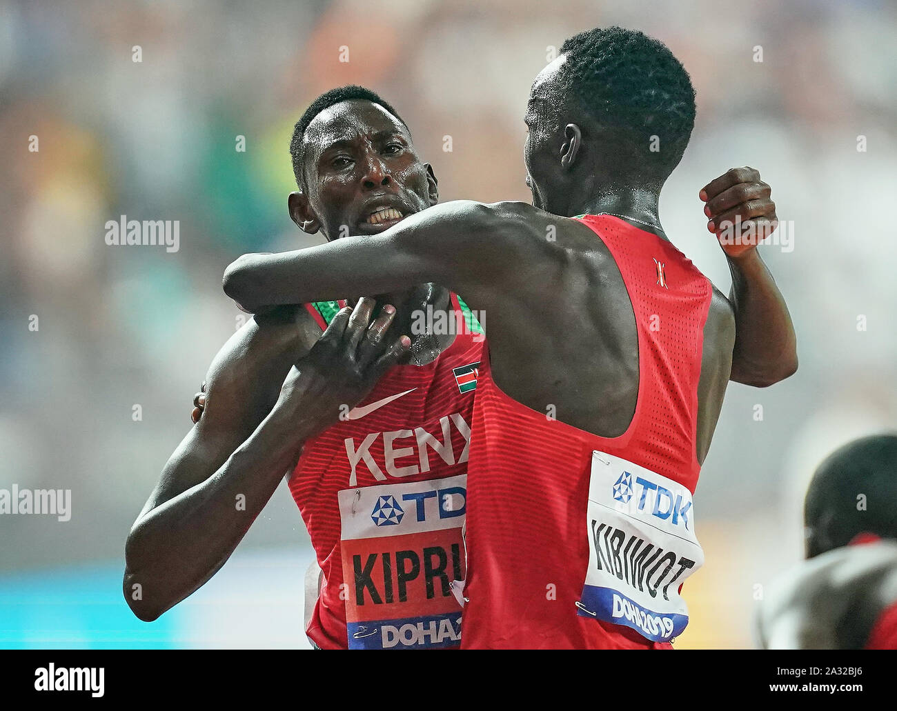 Doha, Qatar. 4th Oct, 2019. Conseslus Kipruto of Kenya winning gold in ...