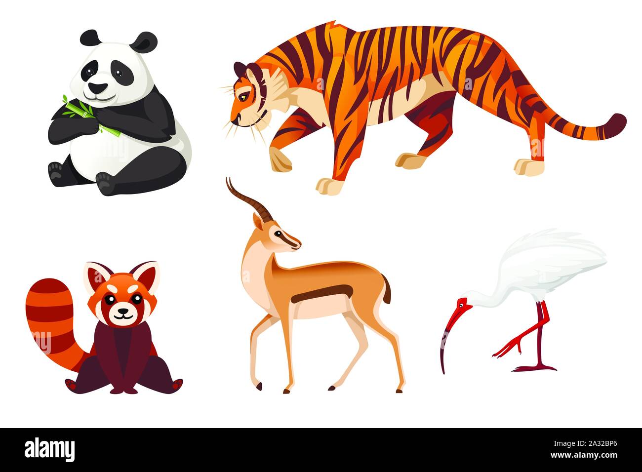 Set of different animals cartoon design flat vector illustration ...