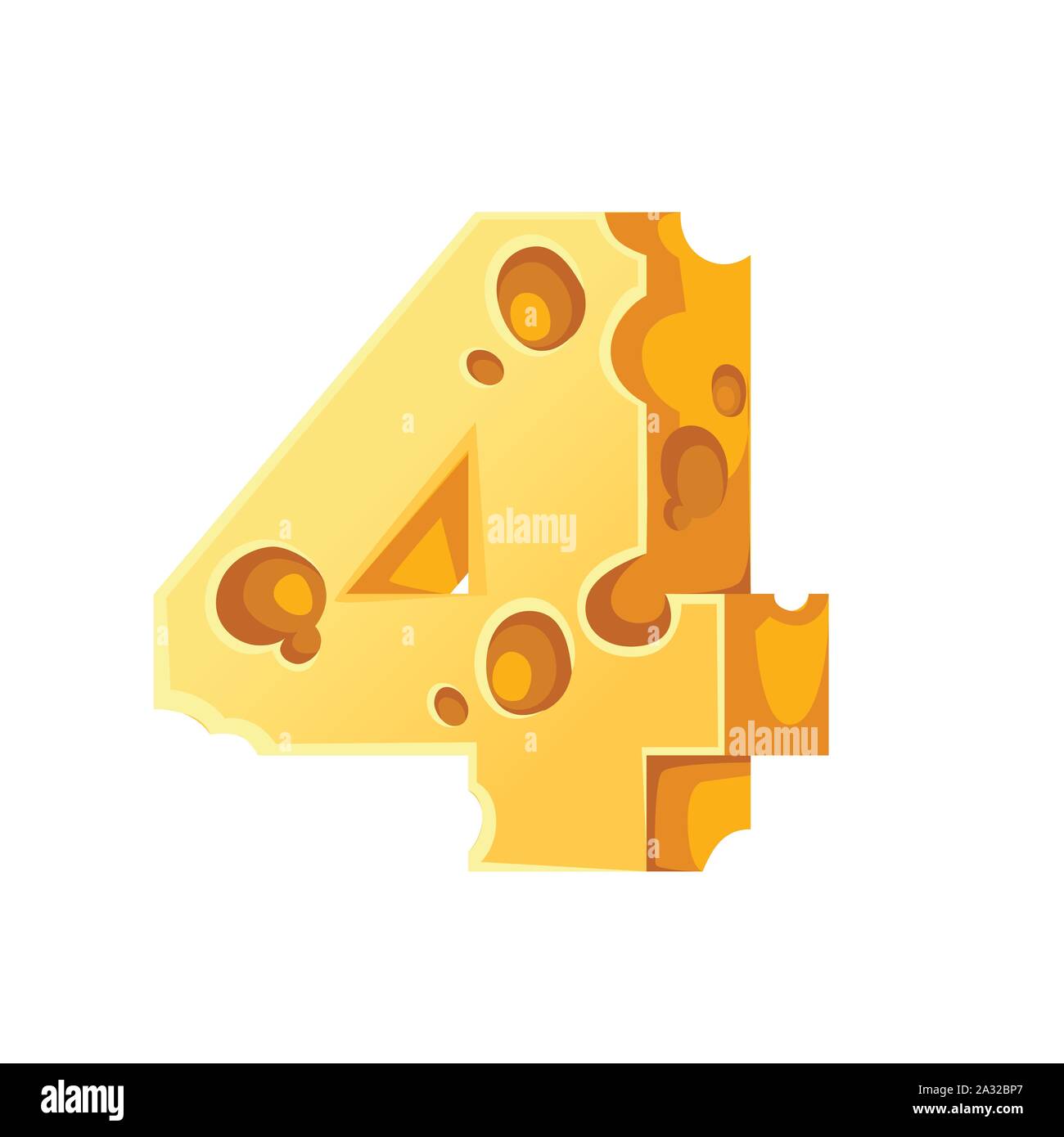 Cheese number 4 style cartoon food design flat vector illustration ...