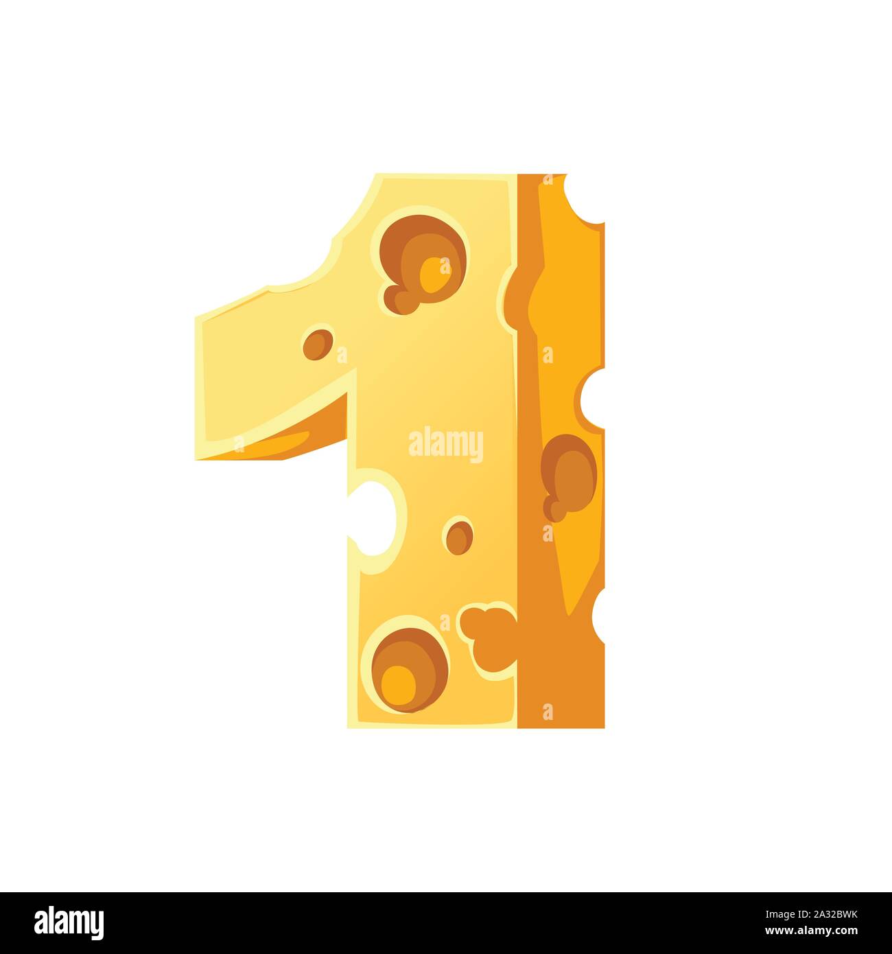 Cheese number 1 style cartoon food design flat vector illustration ...