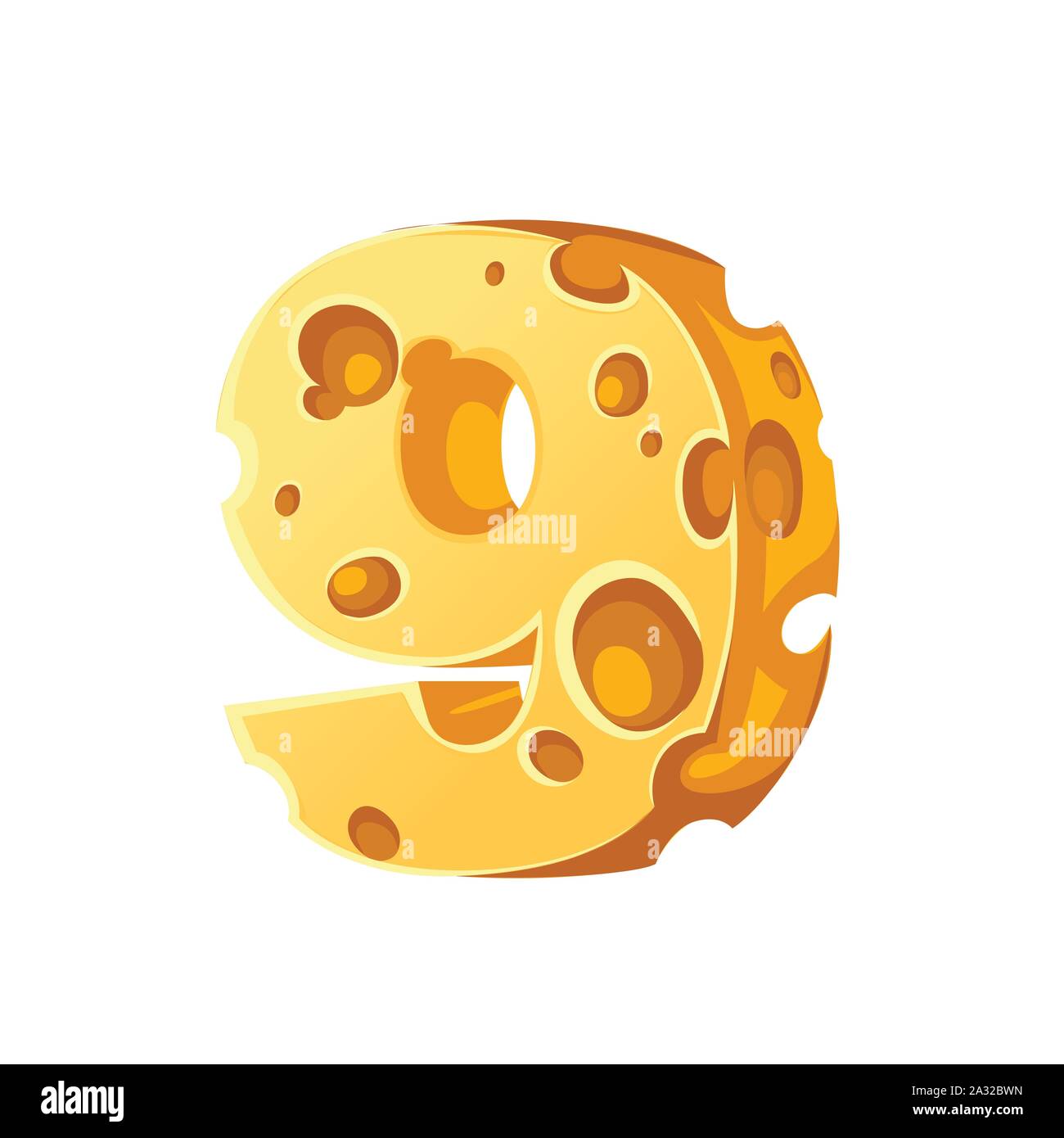 Cheese number 8 style cartoon food design flat vector illustration ...