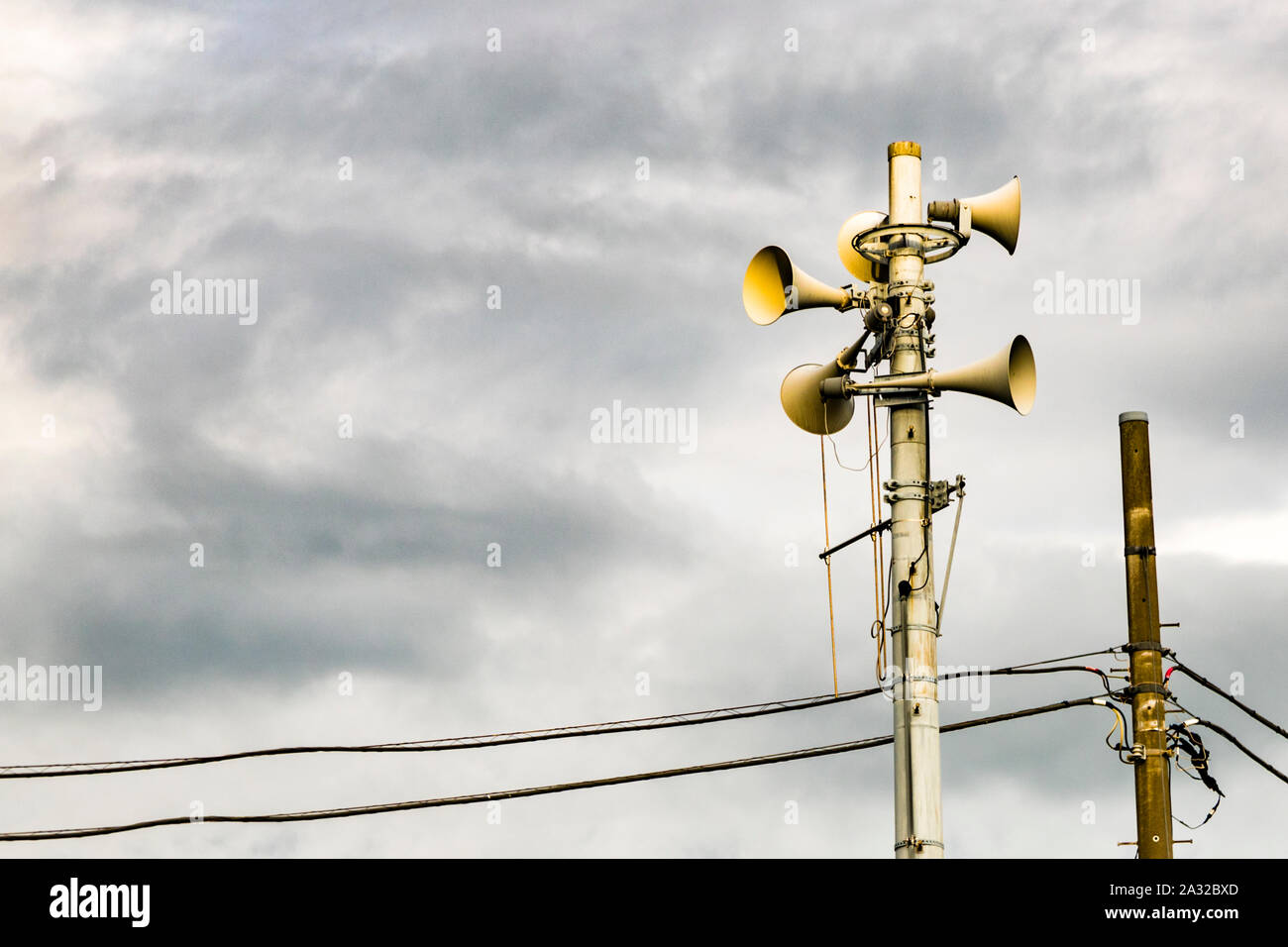 Tsunami Warning Speakers on Japanese Coastline Stock Photo - Alamy