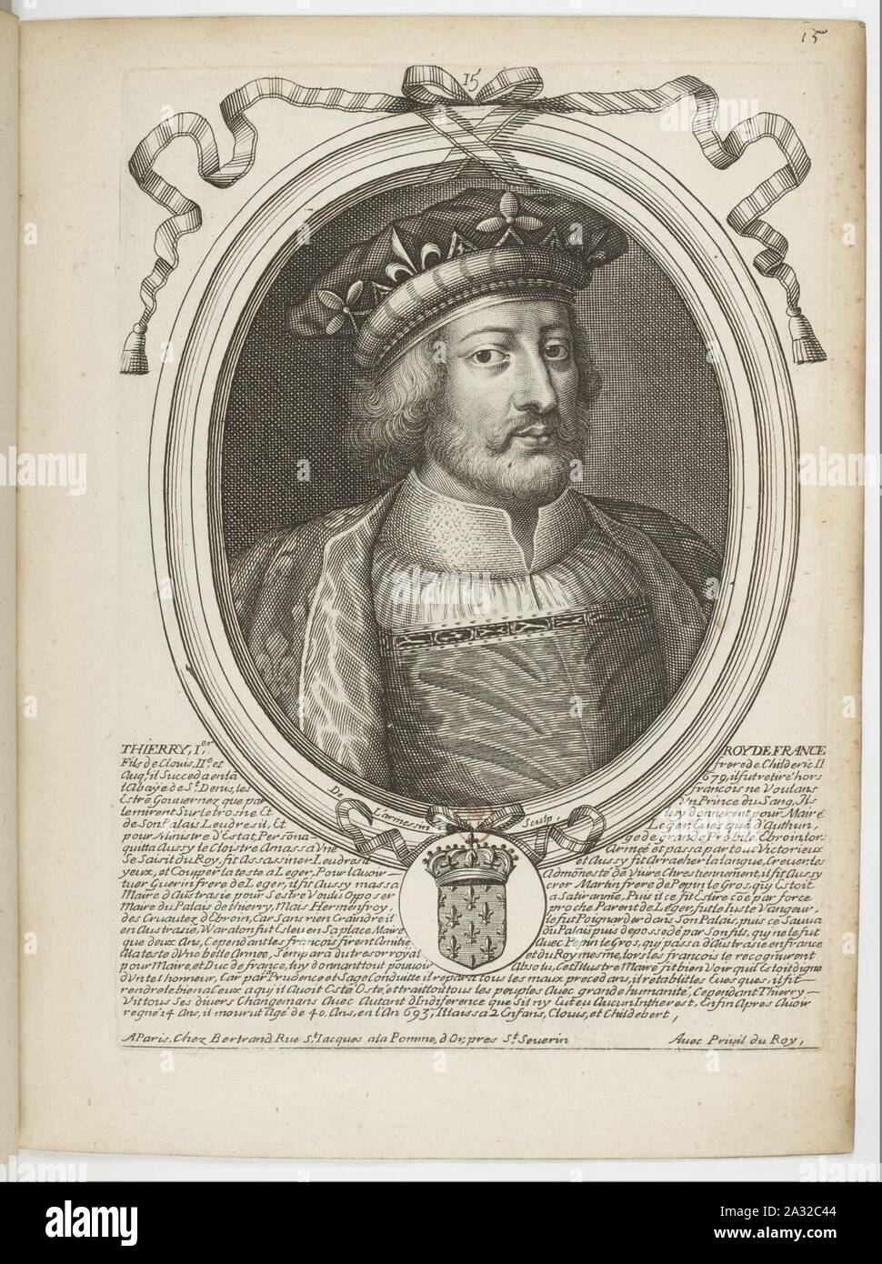 Estampes par Nicolas de Larmessin.f024.Thierry I, roi des Francs Stock ...