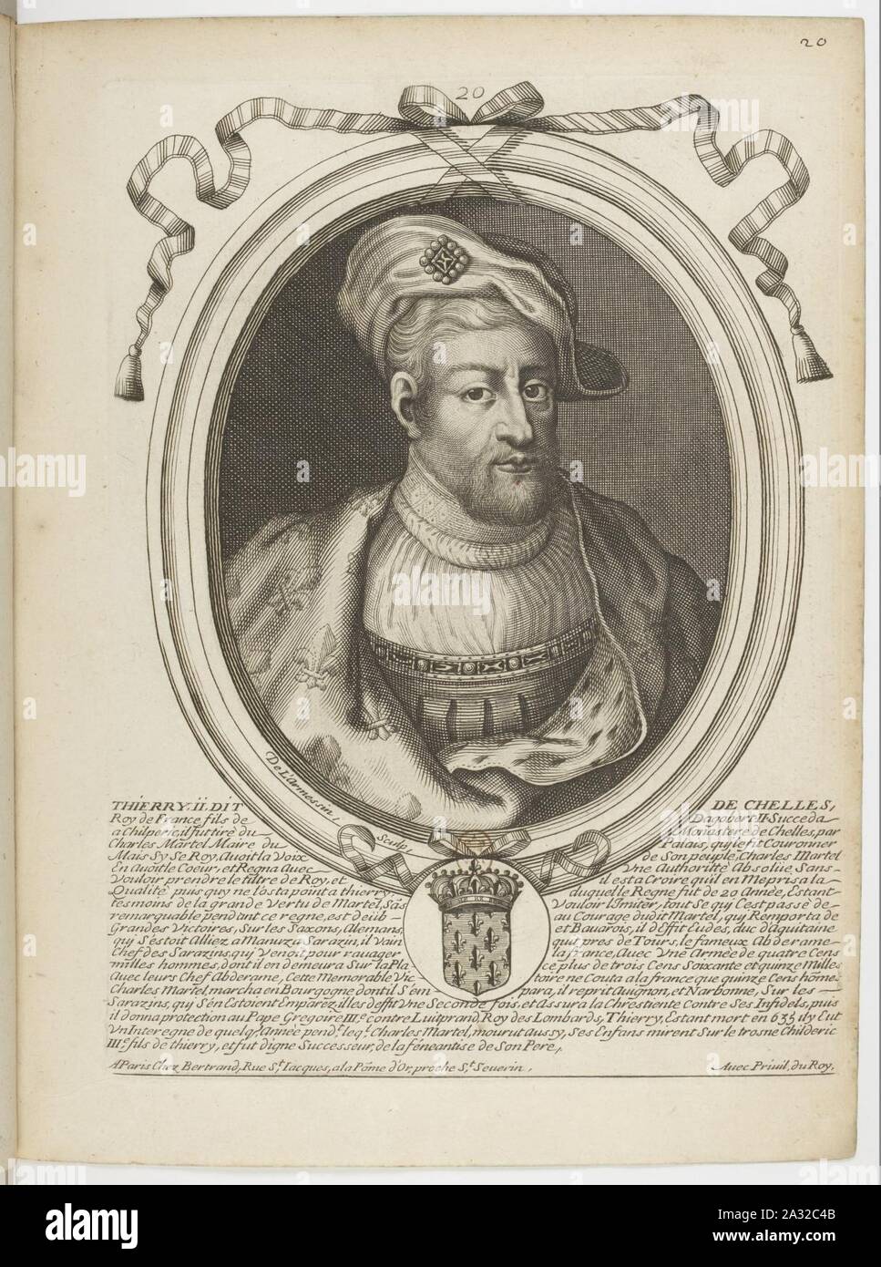 Estampes par Nicolas de Larmessin.f029.Thierry II, roi des Francs Stock ...