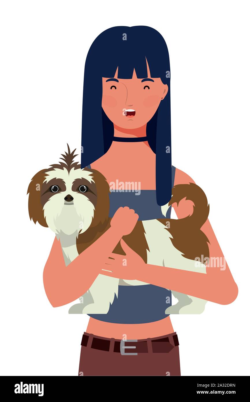 Woman lift dog Stock Vector Images - Alamy