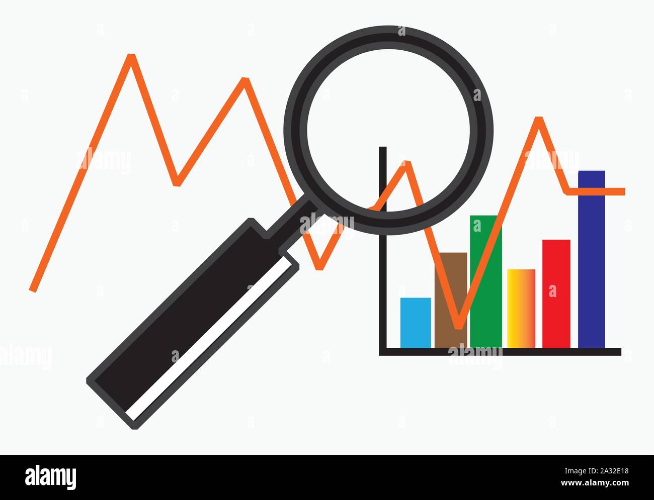 Data Analysis with charts examined by a magnifier - Vector Stock Vector ... Data Analysis with charts examined by a magnifier - Vector Stock Vector ...