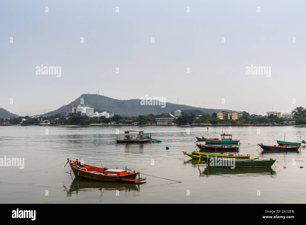Si Racha, Thailand - March 16, 2019: Multiple small fishing vessels on ...